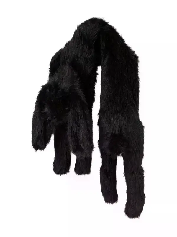 Simone Rocha Faux-fur Flower-appliqué Scarf - Black