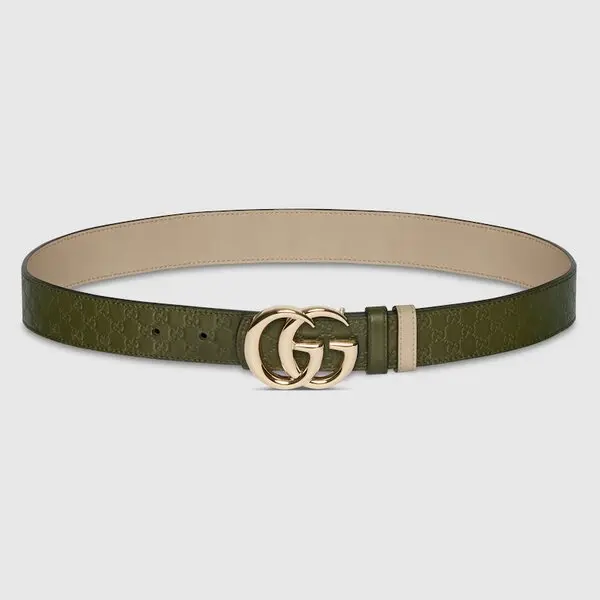 Gucci Reversible Gg Marmont Belt - Green