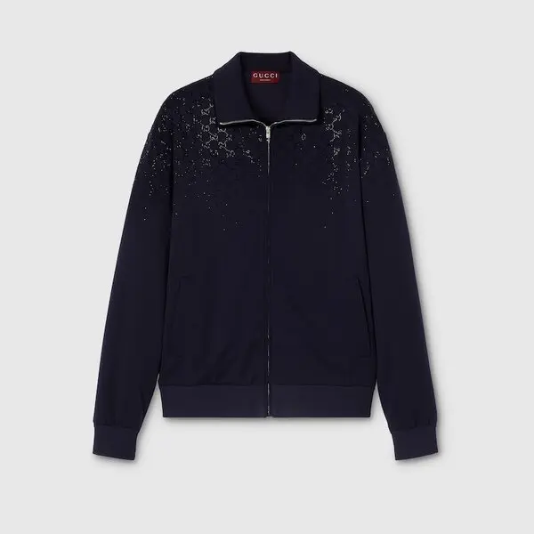 Gucci Technical Jersey Zip Jacket With Crystals
