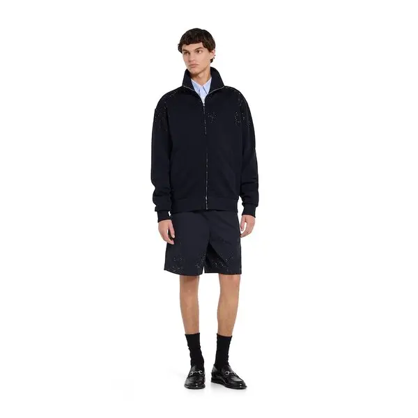 Gucci Technical Jersey Zip Jacket With Crystals