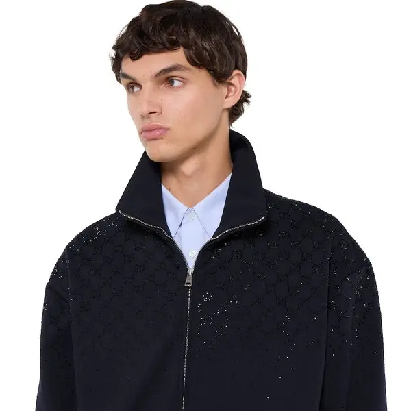 Gucci Technical Jersey Zip Jacket With Crystals