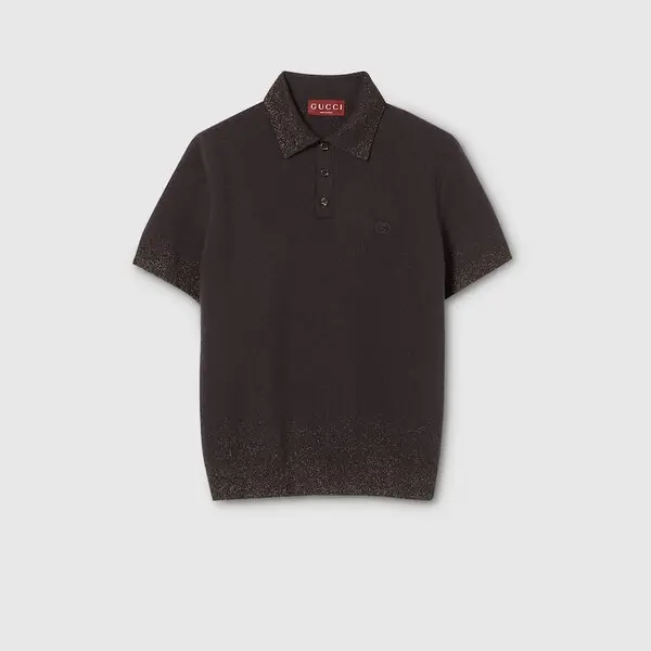 Gucci Knit Wool Lurex Polo Shirt With Embroidery - Brown