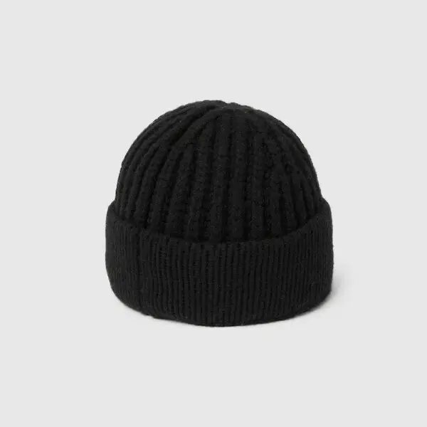 Gucci Wool Cashmere Hat With Embroidery - Black