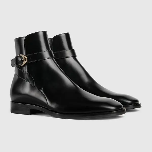 Gucci Leather Ankle Boots With Buckle - Black