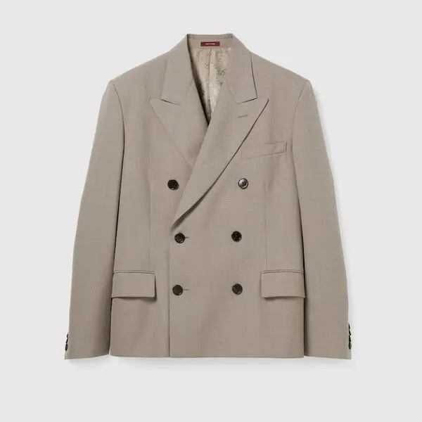 Gucci Double-breasted Wool Mouliné Jacket