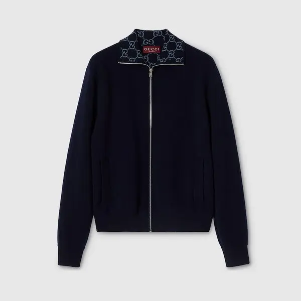 Gucci Knit Double Wool Zip Jacket - Blue
