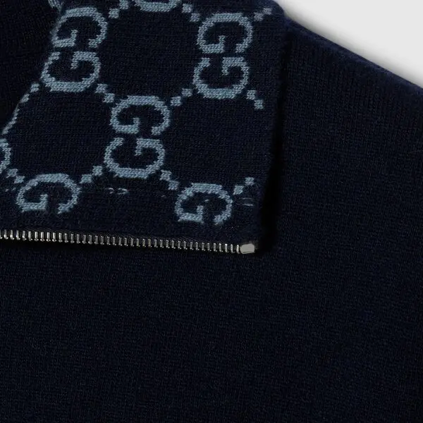 Gucci Knit Double Wool Zip Jacket - Blue