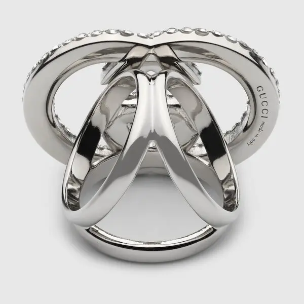 Gucci Crystal Interlocking G Carré Ring
