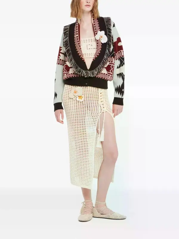 Alanui Icon Jacquard Fringed Cardigan