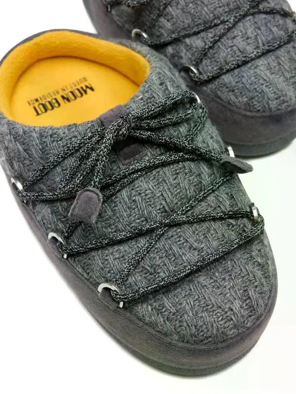 Moon Boot X Guest In Residence Knit Mules With Lace Up Detail - Grey