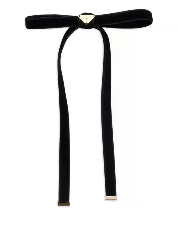 Prada Logo Velvet Hair Clip - Black