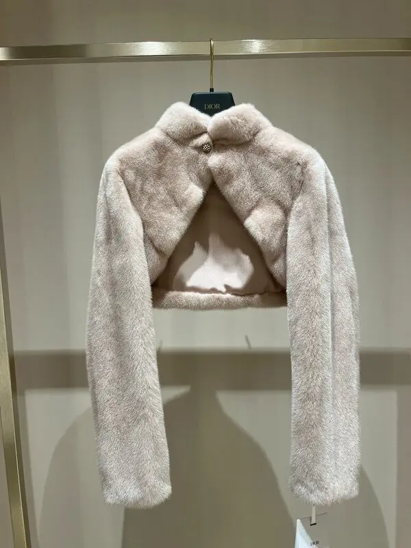 Dior Fur Shoulder Coat - Light Pink