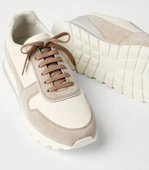 Brunello Cucinelli Suede And Calfskin Runner Sneakers