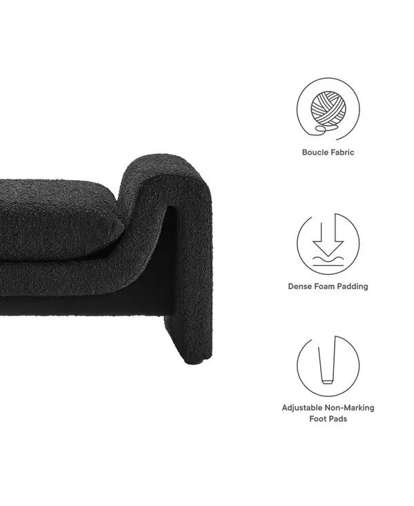 MODWAY Waverly Boucle Fabric Bench - Black