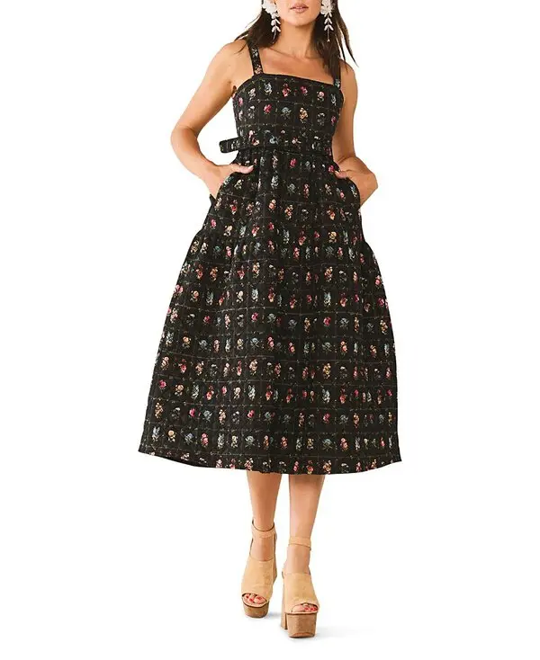EDDY Quilted Garden Grid Midi Dress
