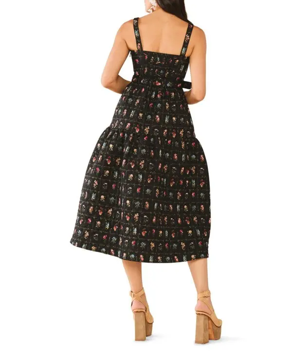 EDDY Quilted Garden Grid Midi Dress