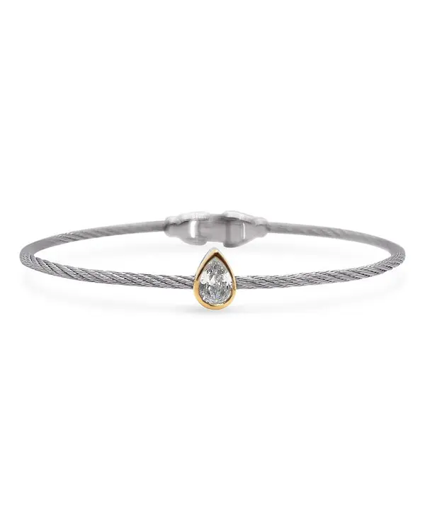Alor Day Diamonds 2mm Teardrop Lab Grown Diamond Bracelet - Grey Cable/k Yellow Gold