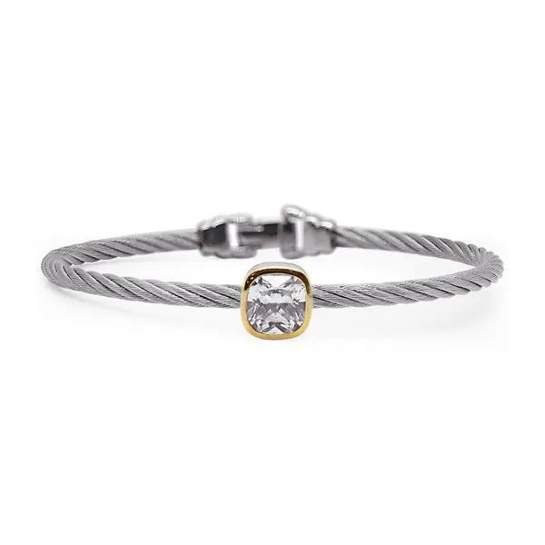 Alor Day Diamonds 3mm Cushion Lab Grown Diamond Bracelet - Grey Cable/k Yellow Gold