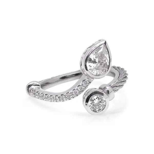 Alor Day Diamonds Bypass Ring With Lab Grown Diamonds - Grey Cable/k White Gold