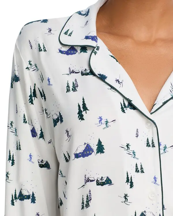 Eberjey Gisele Printed Long Pajama Set - Ski Chalet Ivory/pine
