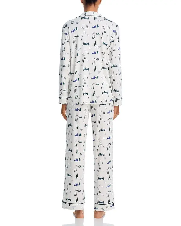 Eberjey Gisele Printed Long Pajama Set - Ski Chalet Ivory/pine