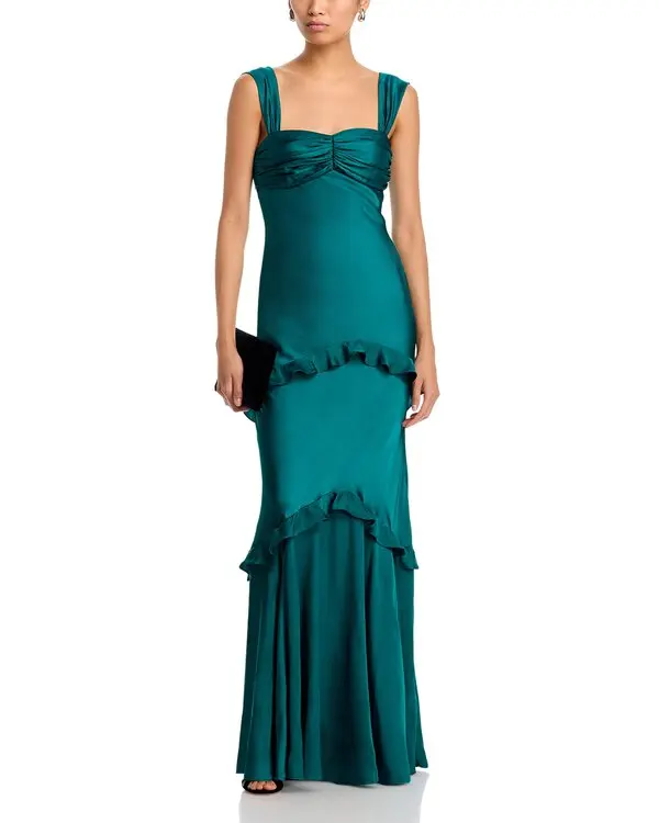 Saloni Selma Dress - Midnight Green