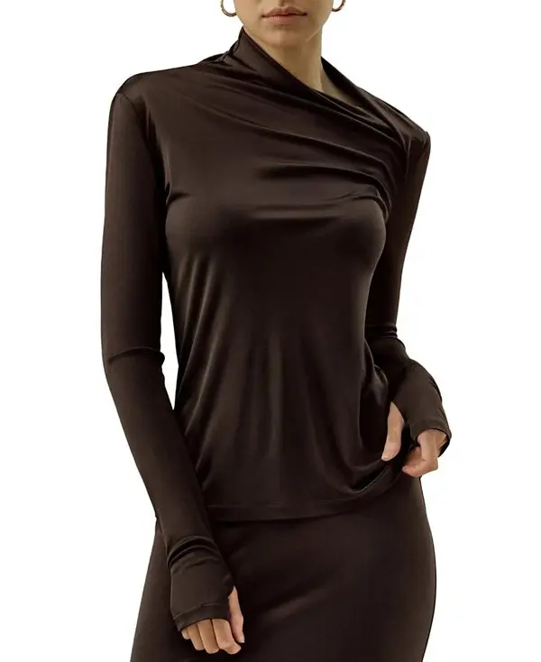 Lilysilk Slim Fitted Long Sleeve Top - Cocoa