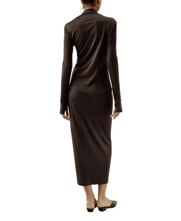 Lilysilk Slim Fitted Long Sleeve Top - Cocoa