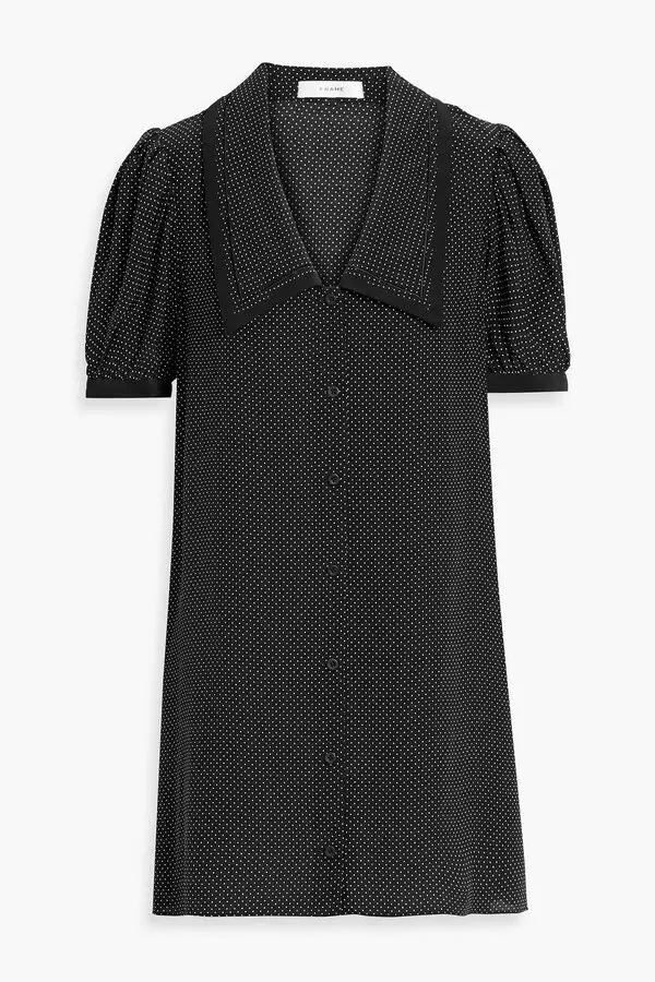 FRAME The Sailor Polkadot Mini Dress - Black