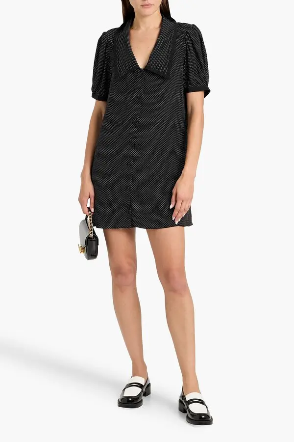 FRAME The Sailor Polkadot Mini Dress - Black