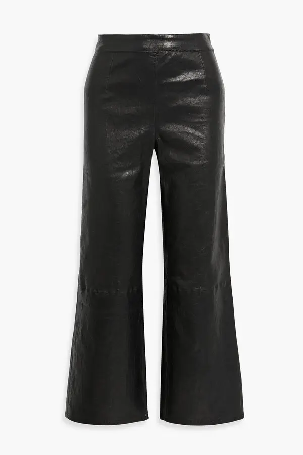 FRAME Cropped Wide-leg Leather Pants