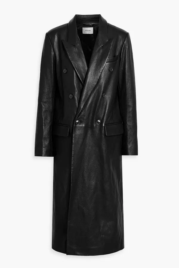 FRAME Double-breasted Leather Coat