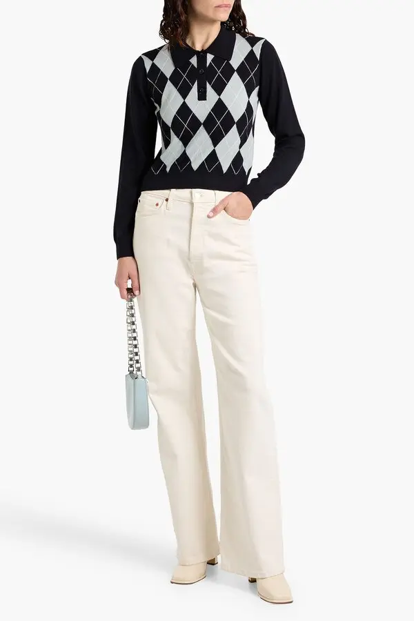 FRAME Argyle Wool-blend Polo Sweater