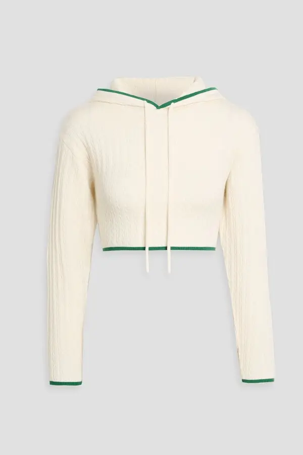 FRAME Cropped Cable-knit Cashmere And Silk-blend Hoodie