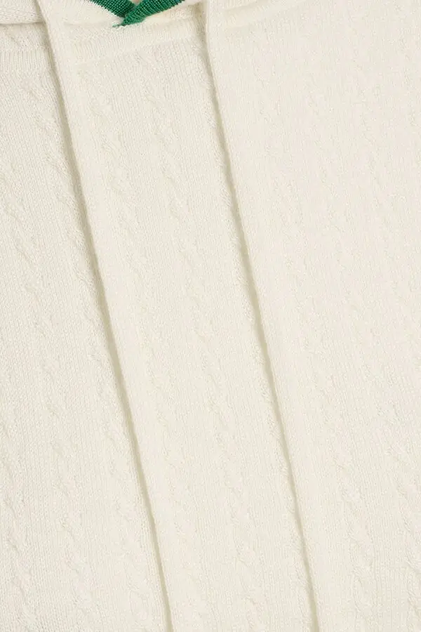 FRAME Cropped Cable-knit Cashmere And Silk-blend Hoodie