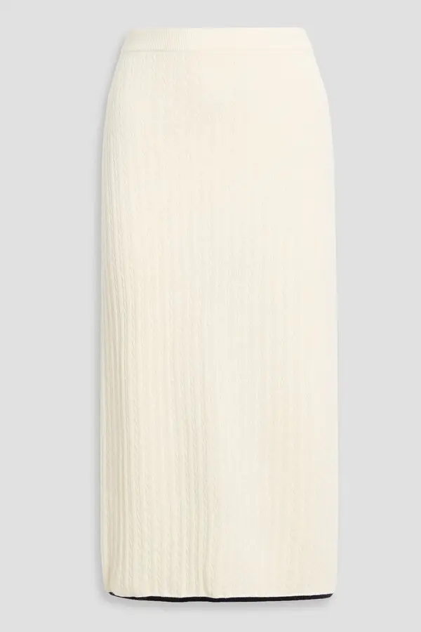 FRAME Cable-knit Cashmere And Silk-blend Midi Skirt - Ivory