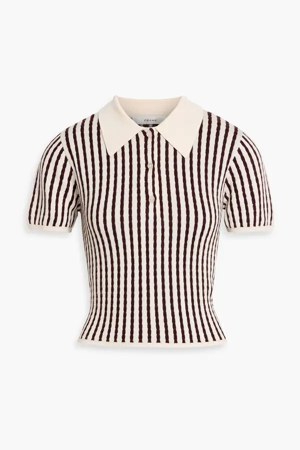 FRAME Striped Cable-knit Polo Shirt