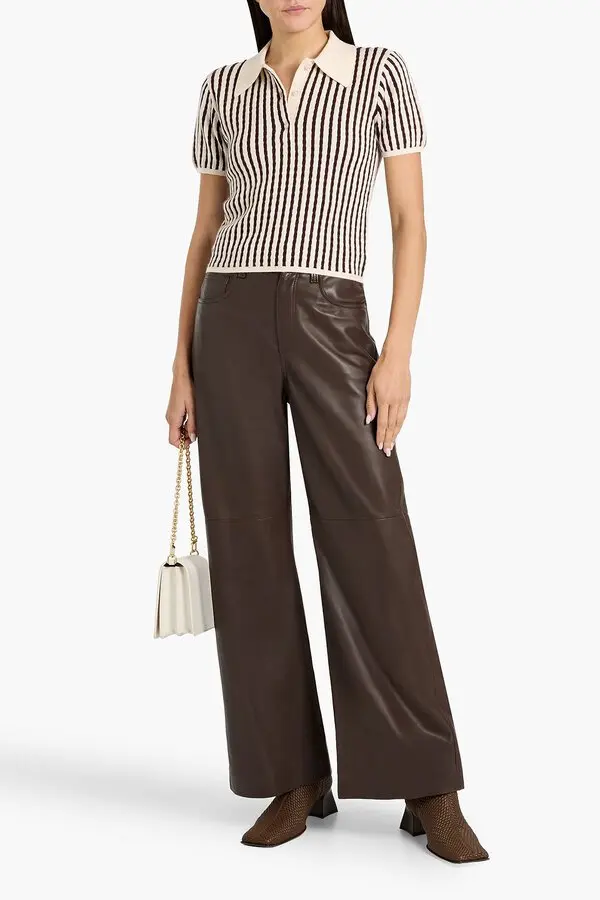 FRAME Striped Cable-knit Polo Shirt