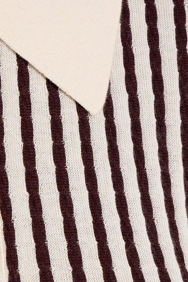 FRAME Striped Cable-knit Polo Shirt