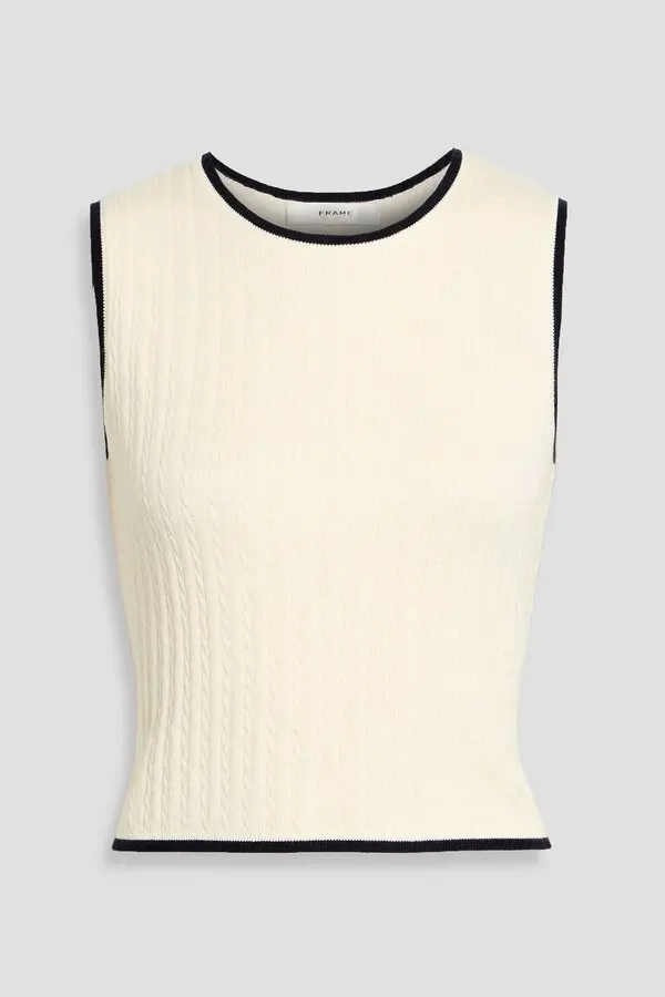FRAME Cable-knit Cashmere And Silk-blend Top