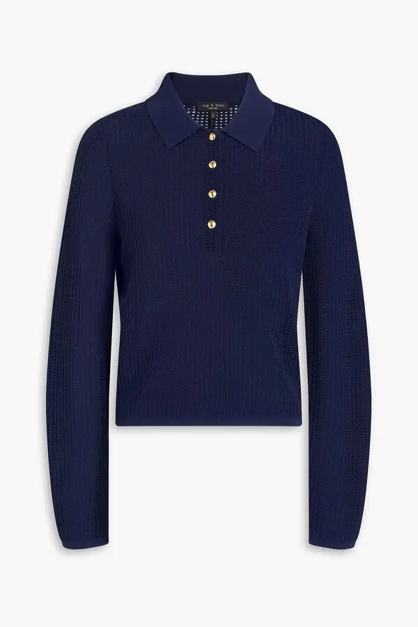 Rag & Bone Viola Ribbed Cotton-blend Polo Sweater