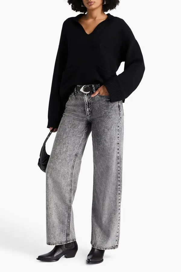 Rag & Bone Logan Acid Wash Wide-leg Jeans - Gray