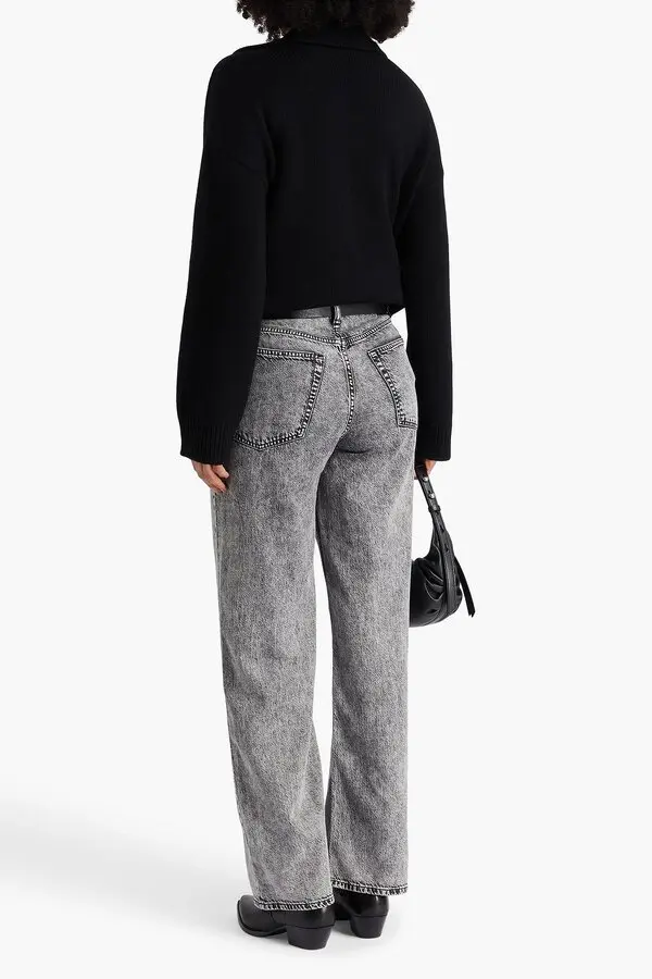 Rag & Bone Logan Acid Wash Wide-leg Jeans - Gray