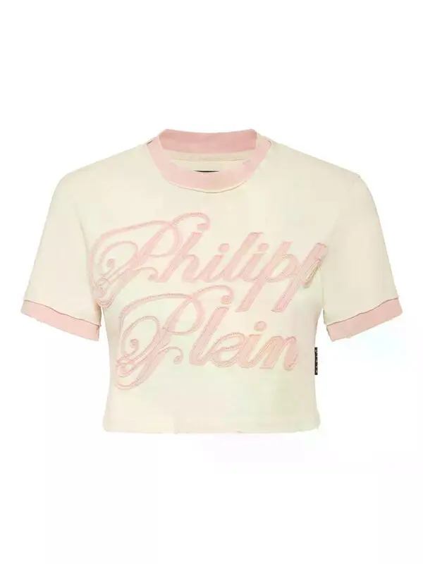 Philipp Plein Logo-embroidered Cotton Top