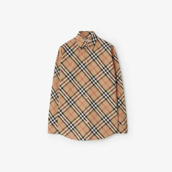 Burberry Relaxed Fit Check Cotton Shirt - Sand