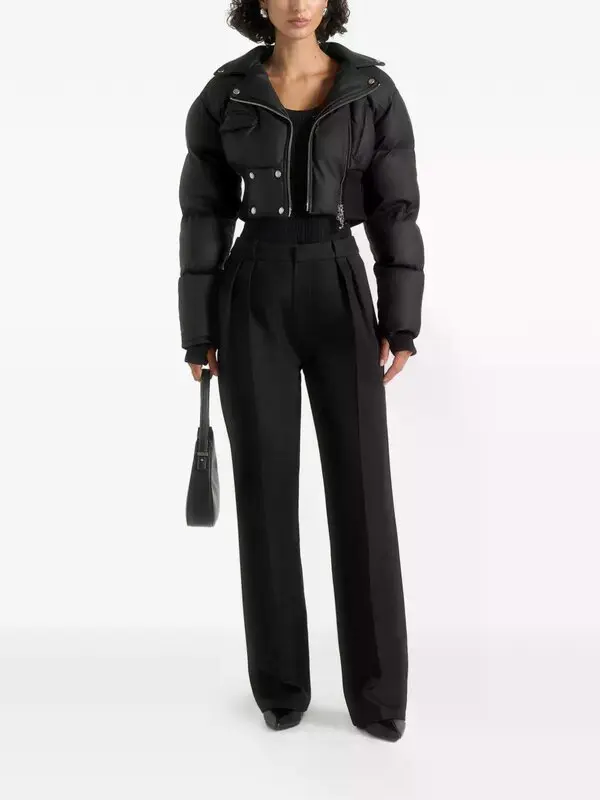 Manière De Voir Matte Cropped Biker Puffer Jacket