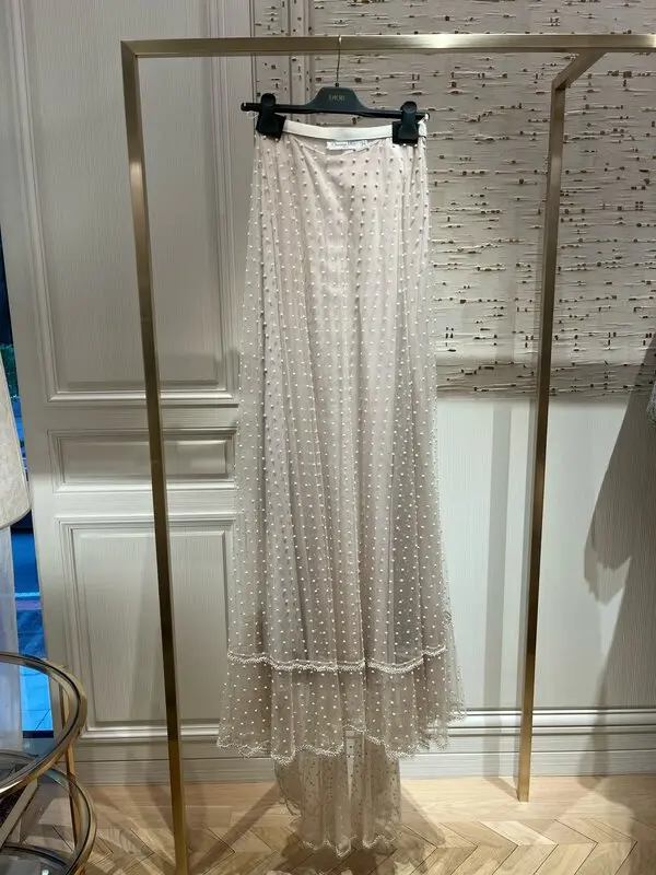 Dior Lace And Silk Skirt - Beige