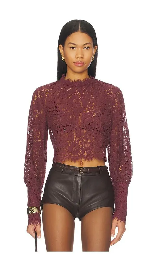 Bardot Lace Georgia Top - Deep Plum