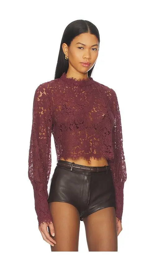 Bardot Lace Georgia Top - Deep Plum