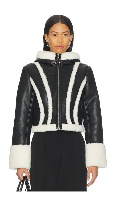 FLEUR DU MAL Leather & Fur Collar Jacket